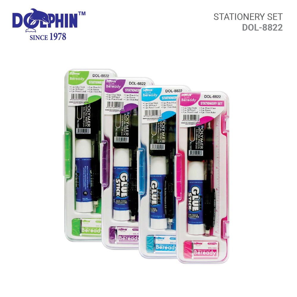 DOLPHIN Stationery Set DOL-8822 (Including Glue Stick + Mechanical ...