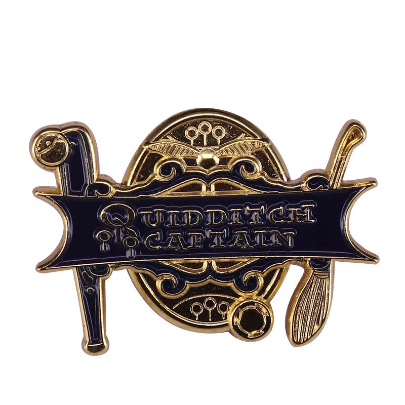 Quidditch captain badge golden snitch pin magic witch's broom brooch ...