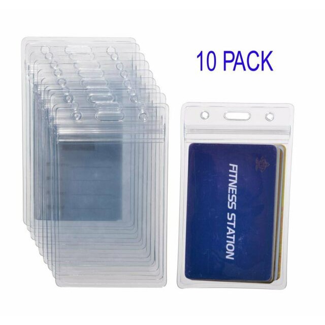 Waterproof Clear PVC Plastic Vertical Name Tag Badge ID Card Holders ...