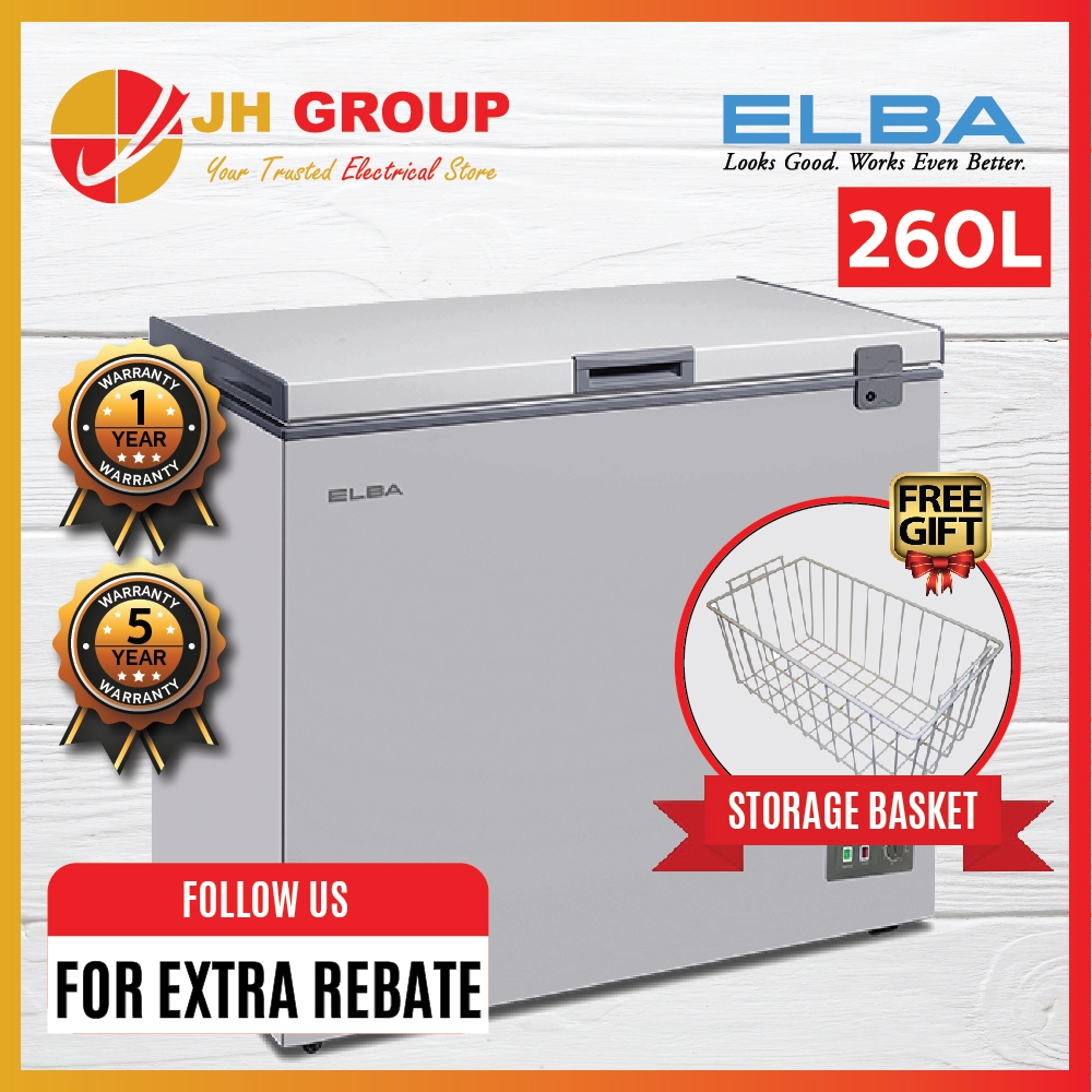Elba Chest Artico Deep Freezer (260 L) Ef-E2620(Gr) | Shopee Malaysia