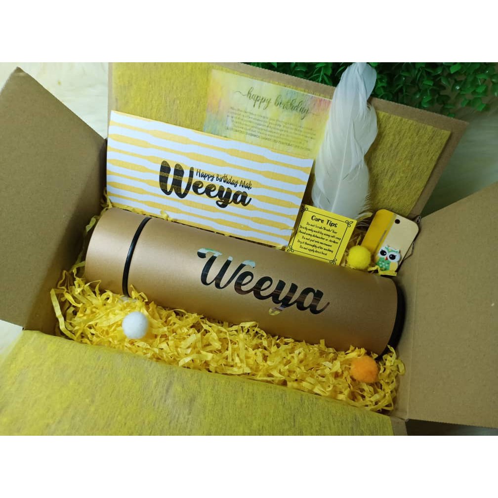 LED Thermos Flask Bottle Customize Botol Sticker Cantik Name Sticker ...