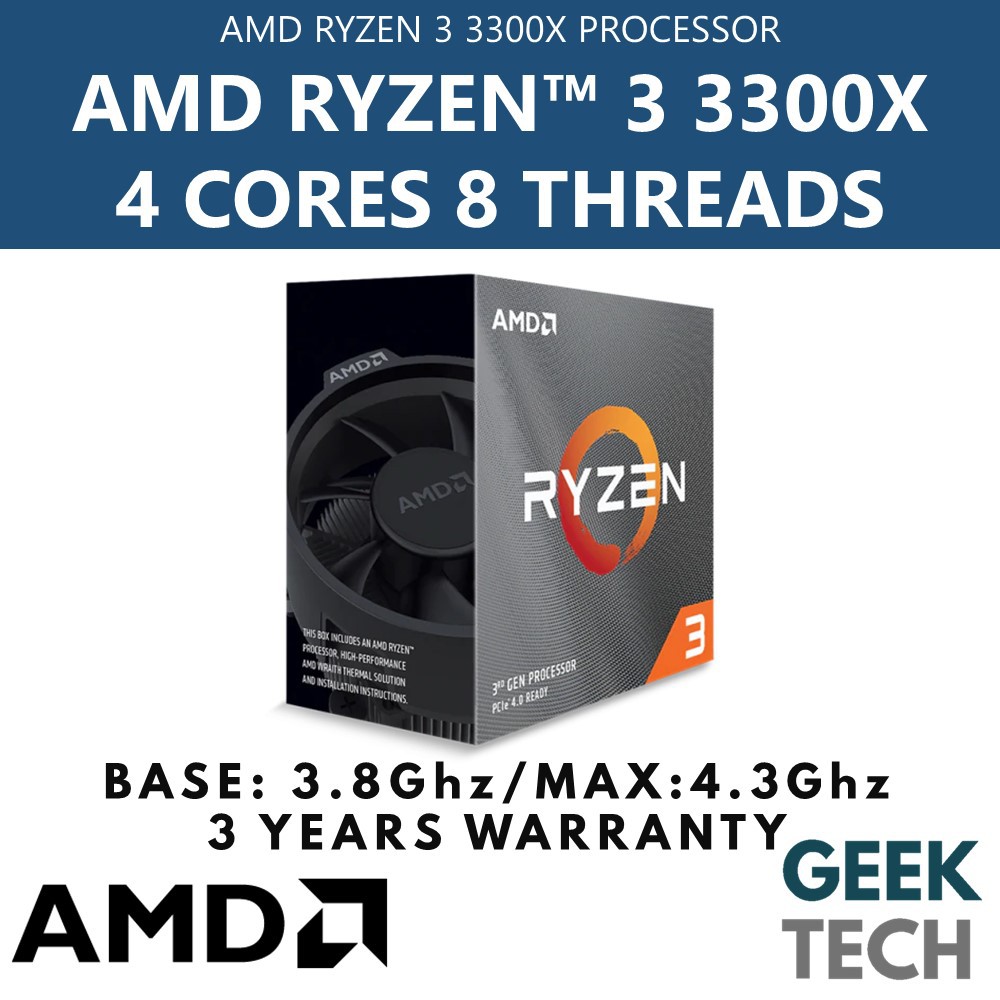 AMD Ryzen 3 3300X Processor (16M Cache, up to 4.3Ghz, 4 Cores 8 Threads) | Shopee Malaysia
