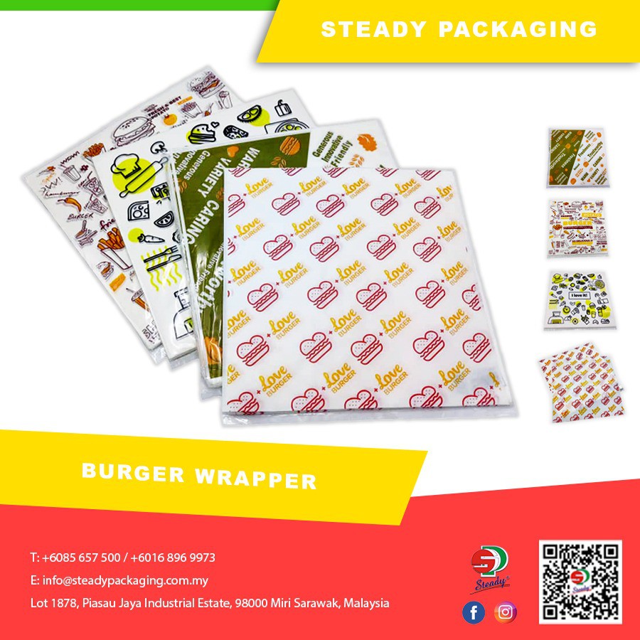 (100pcs) Burger Paper | Burger Wrapping Paper | Food Grade Wax Paper ...