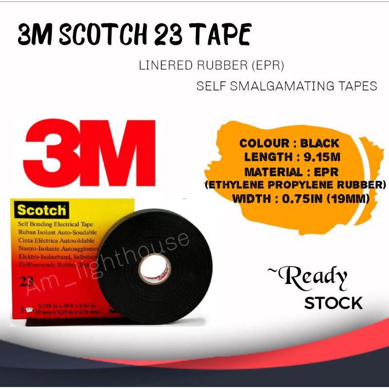 3M Scotch 23 Black EPDM Electrical Tape, 19mm x 9m | Shopee Malaysia