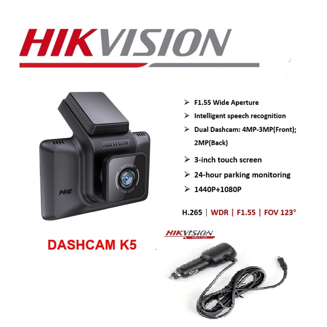 Hikvision K5 Car DashCam Car cam Dual Camera 4K Ultra-Clear Front ...