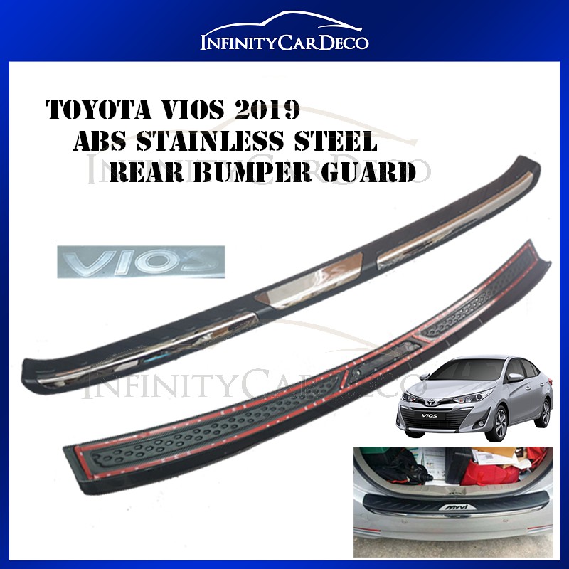 Toyota Vios 2019 Chrome Stainless Steel ABS Car Rear Bumper Guards Step ...