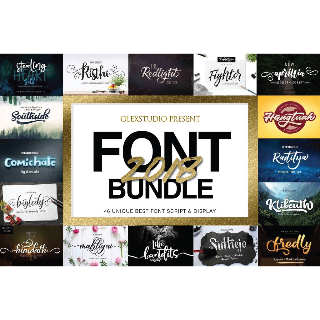 [ FONT ] 🔥 SCRIPT FONT BUNDLE 2018 🔥 46 Unique Best Font Script & Display ttf/otf | Shopee Malaysia