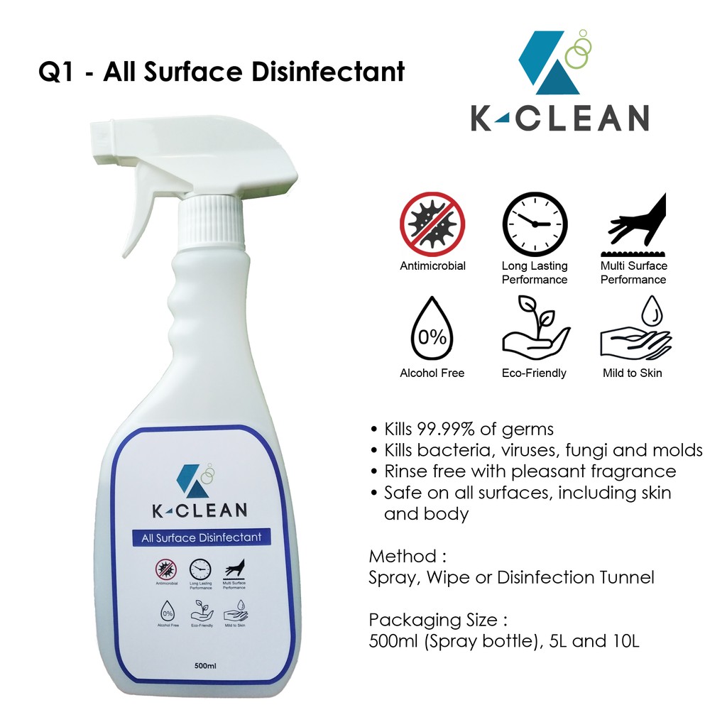 (500ml) K-Clean Q1 All Surface Disinfectant, Multi Purpose Sanitizer ...