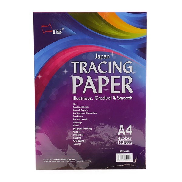 Uni Paper A4 Color Tracing Paper - STP 0016 - 4 color - 12's | Shopee ...