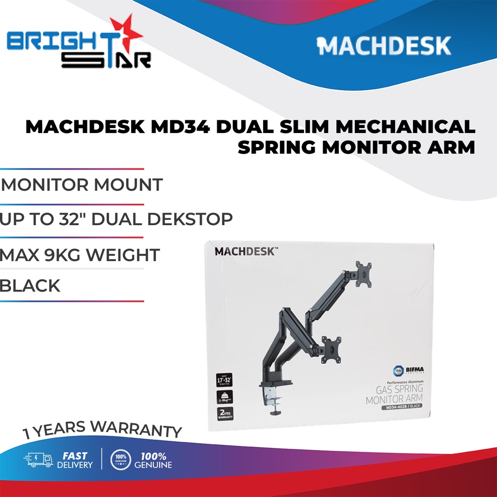 MONITOR MOUNT MACHDESK MD34 DUAL SLIM MECHANICAL SPRING MONITOR ARM ...