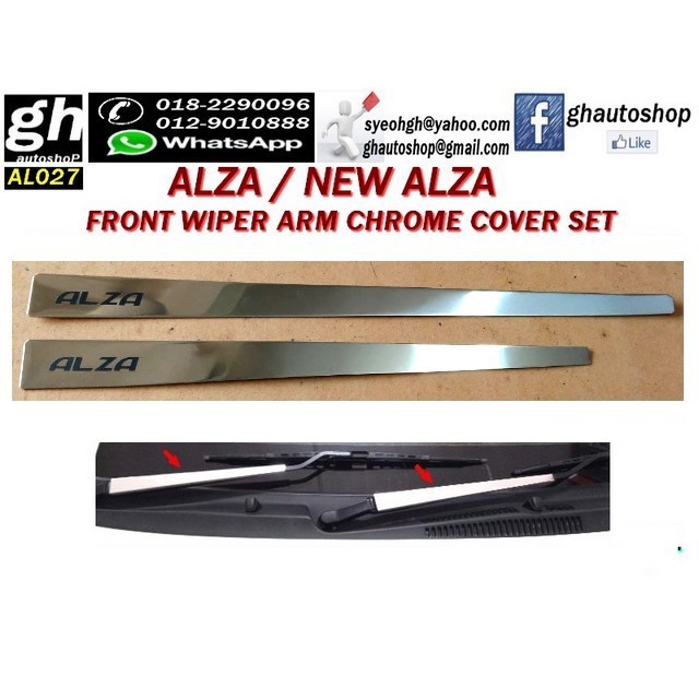 ALZA sporty front wiper arm chrome cover set (2pcs) | Shopee Malaysia