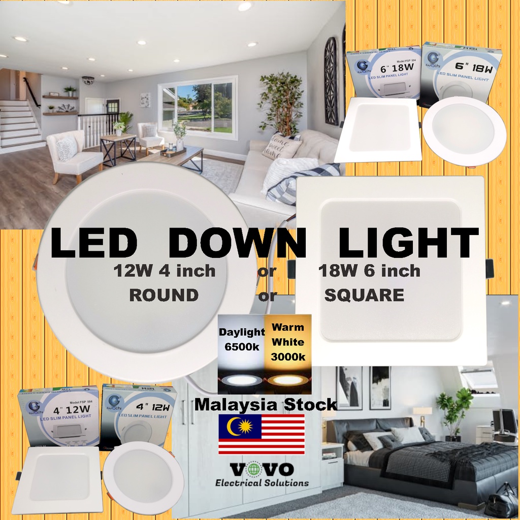 [SIRIM] LED Down Light 12W 18W Daylight 6500k WarmWhite 3000k | Shopee ...