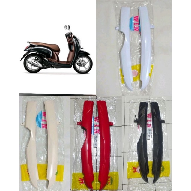 HITAM PUTIH MERAH Cover under side side deck set right left Scoopy fi ...