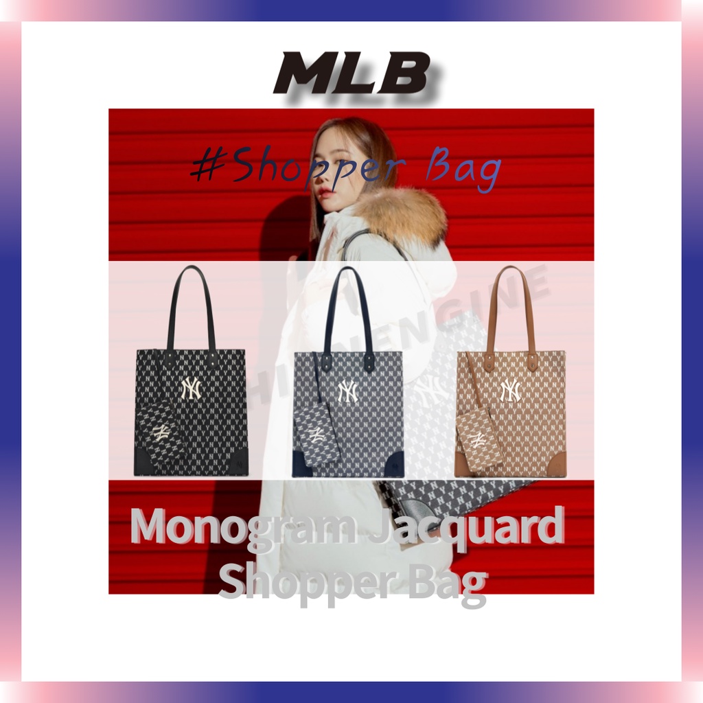 MLB KOREA Monogram Jacquard Shopper Bag New York Yankees 3AORL031N ...