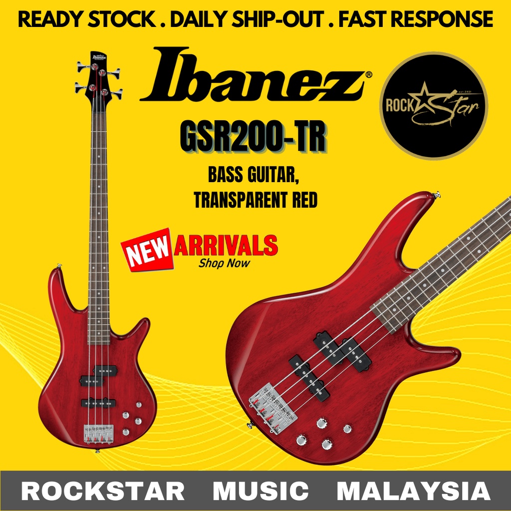 Ibanez GSR200 GIO Series 4-String Electric Bass - Transparent Red ...