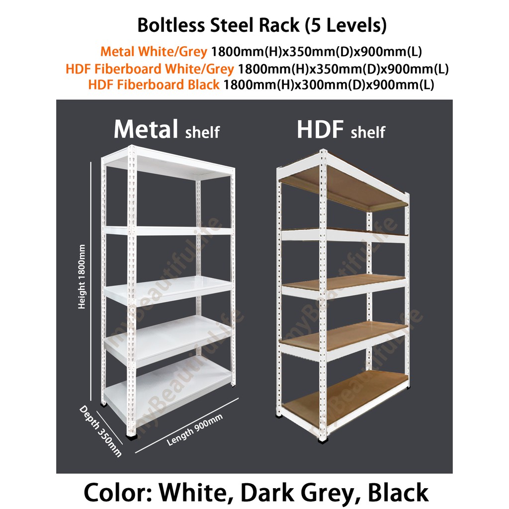 2 in 1 Boltless Rack Rak Besi Metal Rack Steel Rack Storage Rack 5 ...