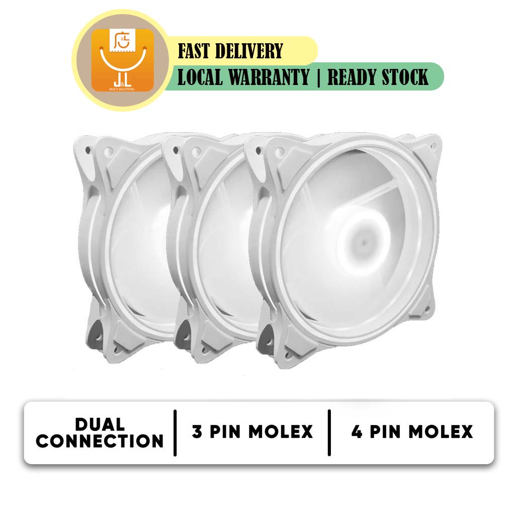 OEM PLUG AND PLAY 12cm Pure White FAN CPU Air Cooler PC Fan Strong WInd ...