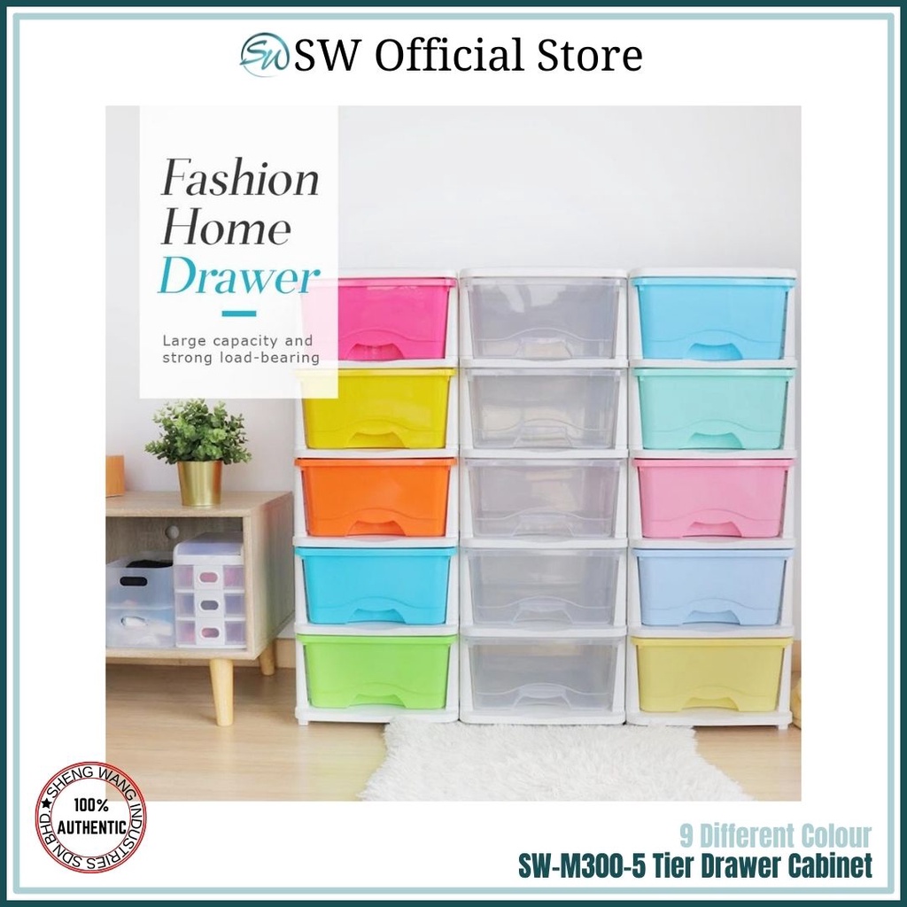 SWI Plastic Drawer Cabinet 5 Tier/ Plastic Cabinet/ Clothes Cabinet ...