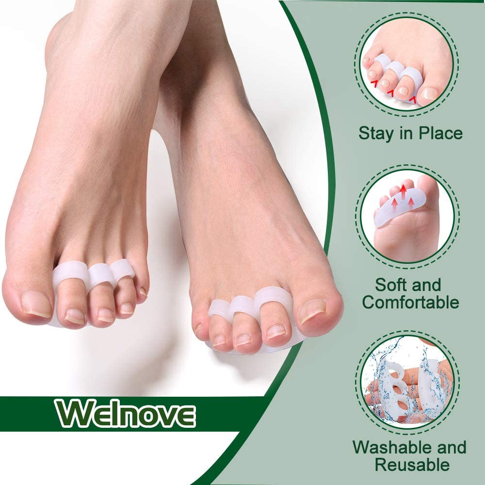 Toe Crests Straightener Gel Toe Support Pads Cushion(3 Loops White ...