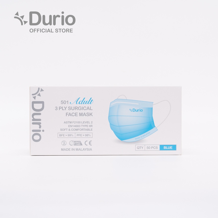 Durio 501 Adult 3 Ply Surgical Face Mask (50 Pcs) | Shopee Malaysia