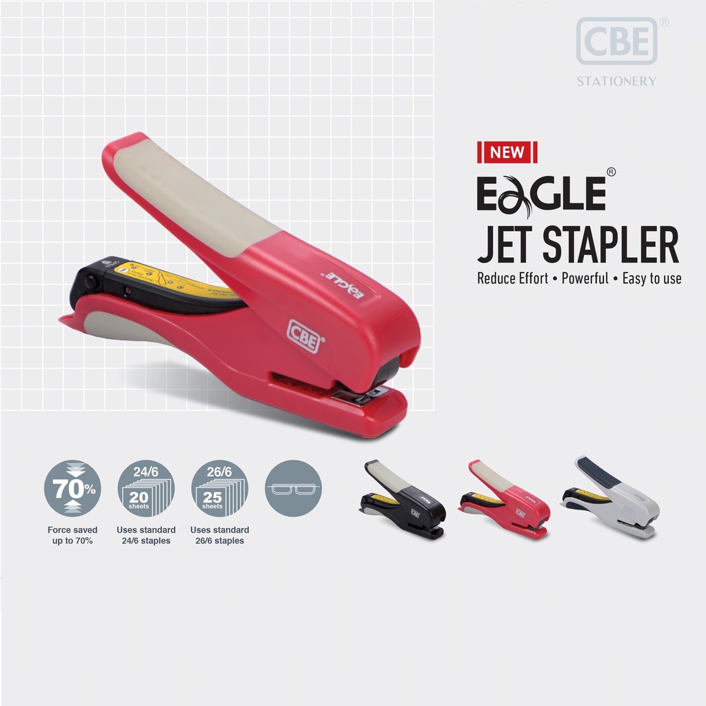 CBE Eagle Jet Stapler - 50% Less Force - Fit No.3-1M 24/6 Staples ...