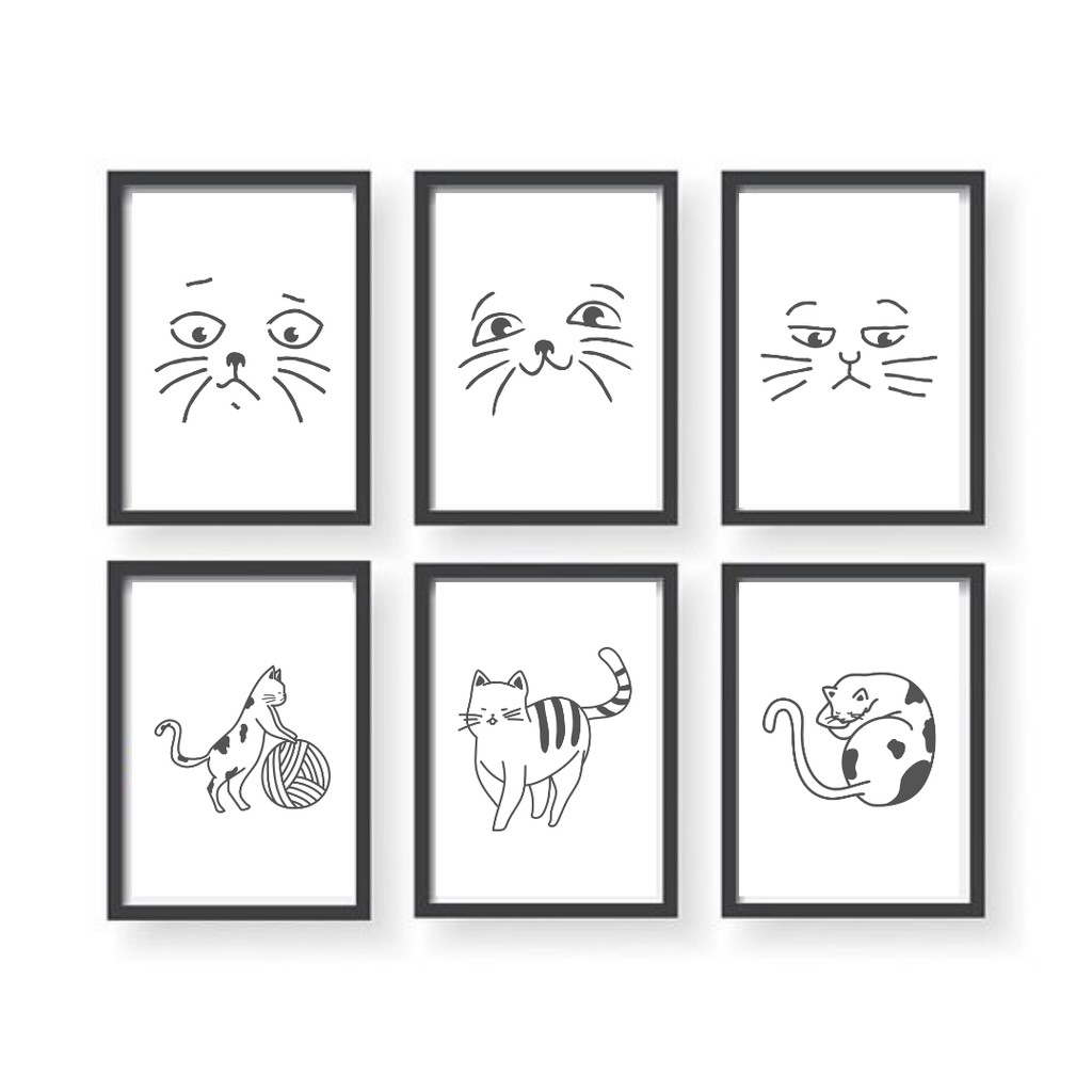 Minimalist Frame Art Frame Poster Artline Cat Meow Kucing A3 A4 Ikea ...