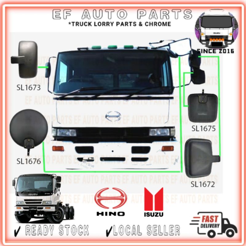 HINO PROFIA SUPER RANGER ISUZU FTR SIDE MIRROR LEFT RIGHT SL1672 SL1673 ...