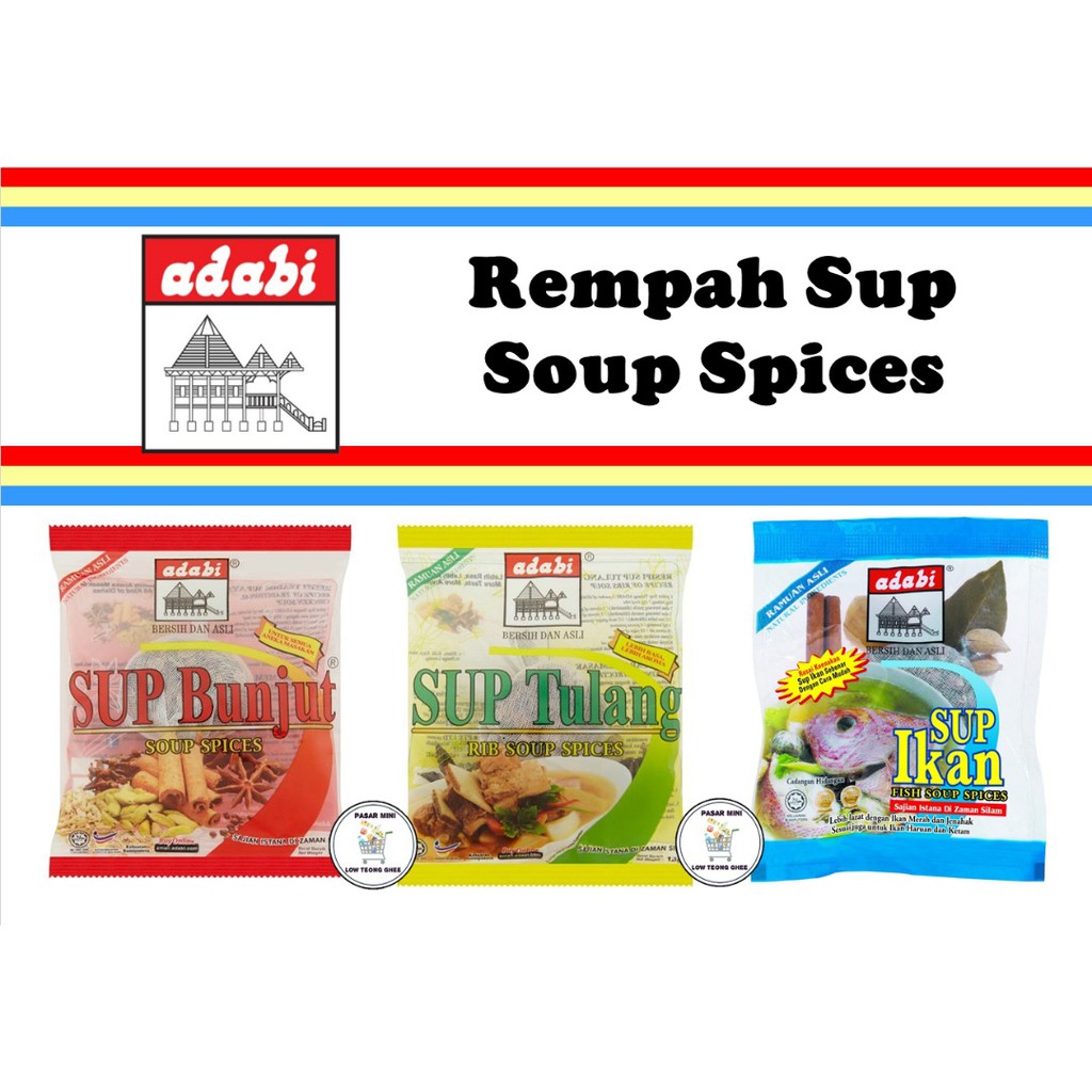 Adabi Rempah Sup - Soup Spices Sup Bunjut 8g /Sup Tulang 13g /Sup Ikan ...