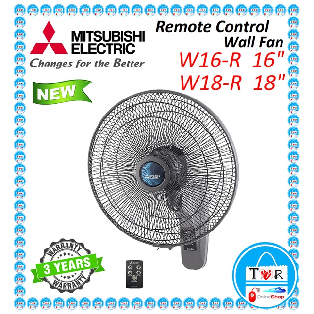 MITSUBISHI 16" / 18" Remote Control Wall Fan W16R / W18R / | Shopee ...