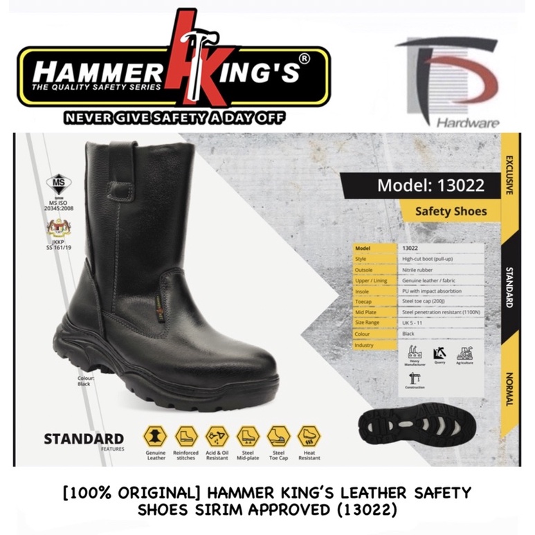 [100% ORIGINAL] HAMMER KING MEN GENUINE LEATHER SAFETY SHOE (MODEL ...