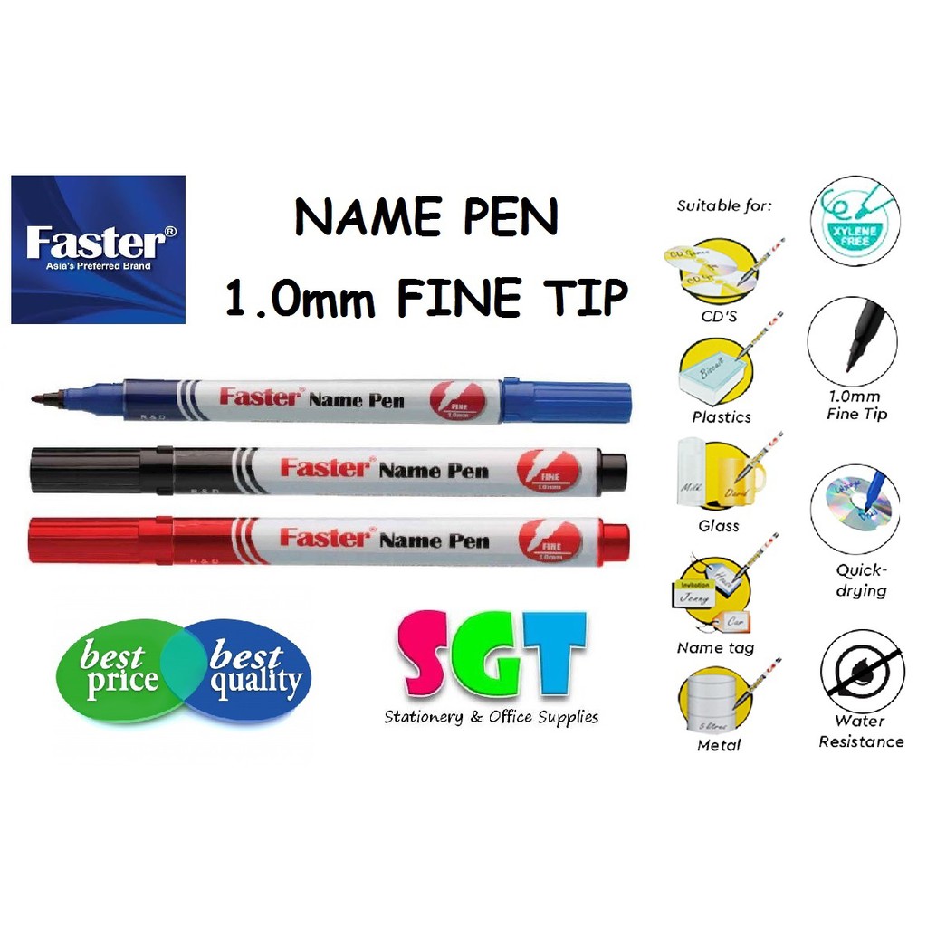 Faster 700 Name pen Fine 1.0mm (Black, Blue, Red) | Shopee Malaysia
