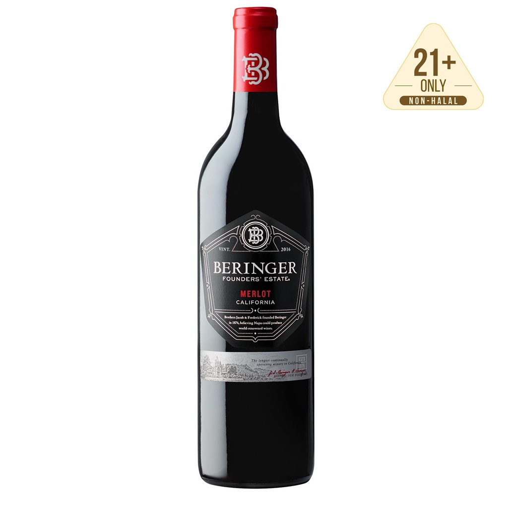 Beringer Founders Estate Merlot California Red Wine (750ml) | Shopee ...
