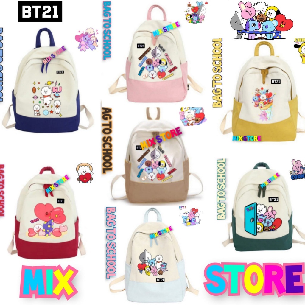 The Latest Bt21 Backpack Girls Bag 2021 Ladies Bt21 K Pop Korean Girls ...