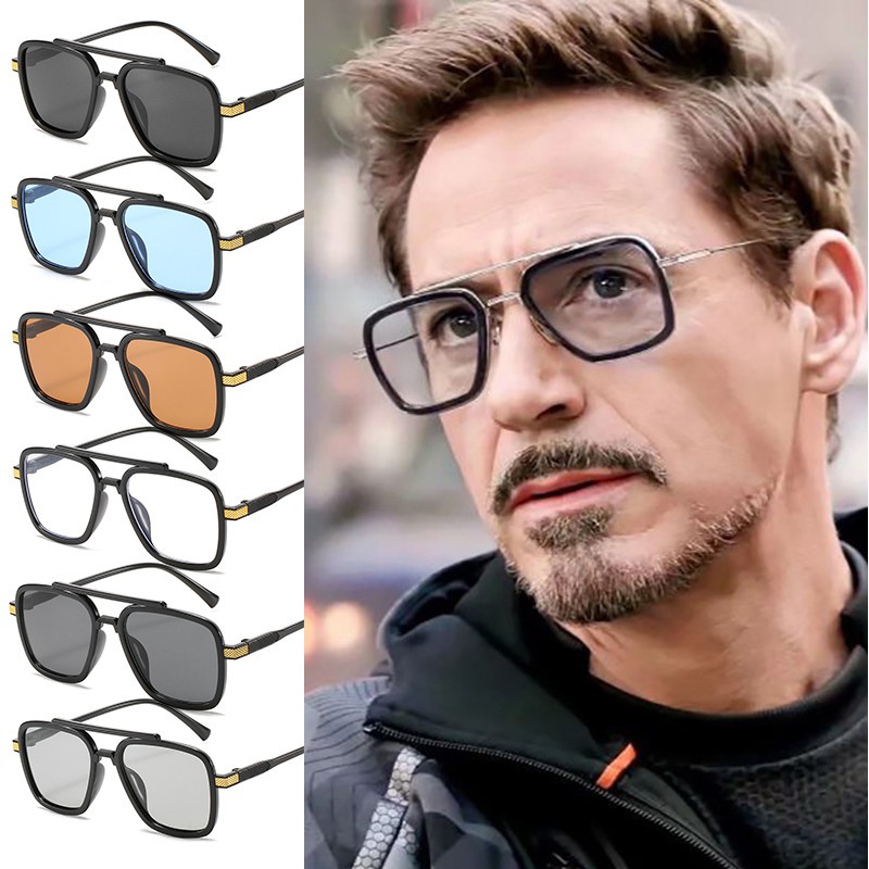 Avengers Tony Stark Flight Style for Men's Sunglasses Men's Square Brand Design Sun Glasses Iron ...