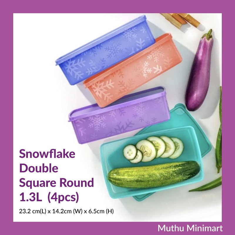 TUPPERWARE Snowflake Double Square Round 1.3L (Random Colour ship 1 pc ...