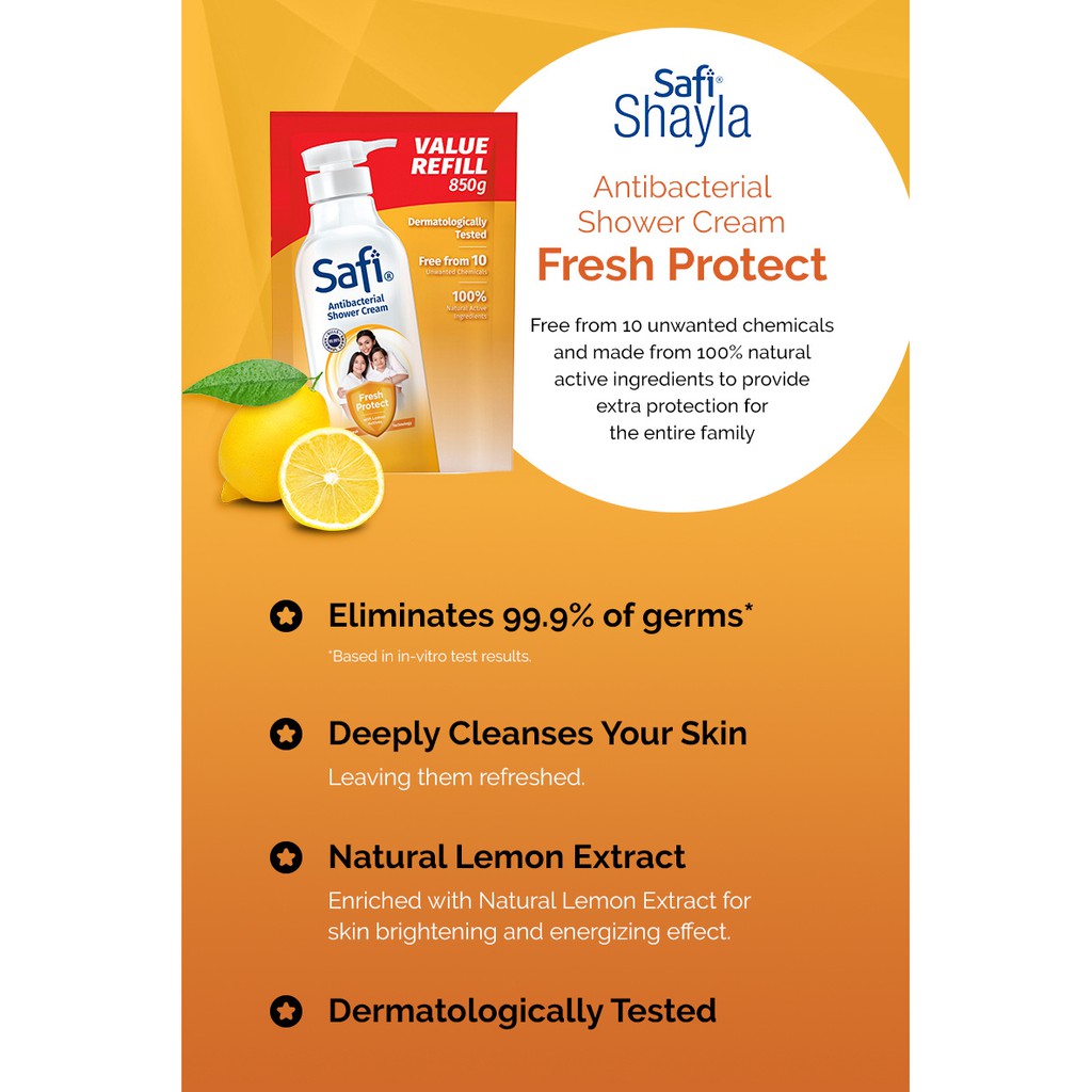 【TWIN PACK】Safi Antibacterial Shower Cream 2x850g (Refill Twin Pack ...