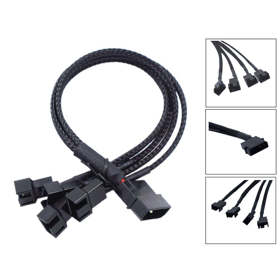 Molex 4 Way 3Pin 4Pin Computer Power Fan Splitter Adapter Cable PSU 12V ...