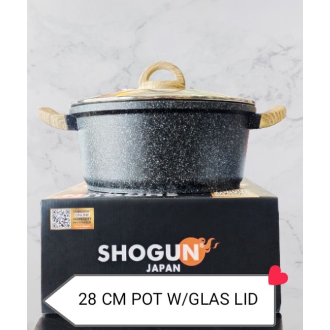 Shogun Granite Plus. Granite Coating. ( Pot 28CM W/Glass Lid 6.2L WITH ...