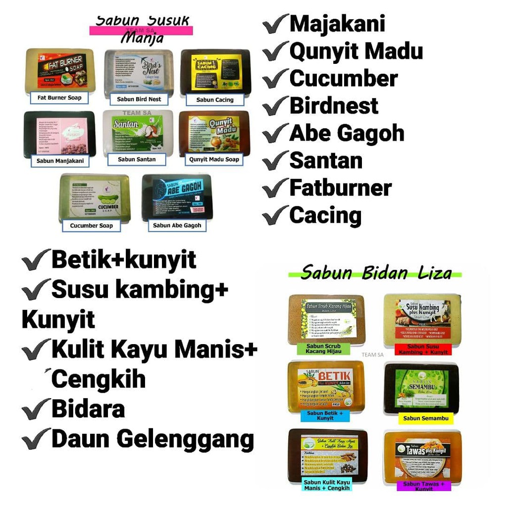 SABUN BIDAN LIZA + SUSUK MANJA/sabun semambu/gelenggang/cacing/kunyit ...