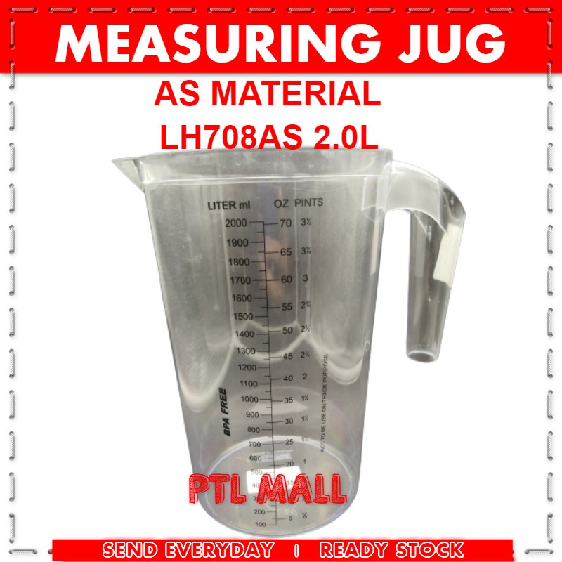0.5L 1.0L 1.5L 2.0L Transparent Kitchen Jug Laboratory Plastic Beaker ...
