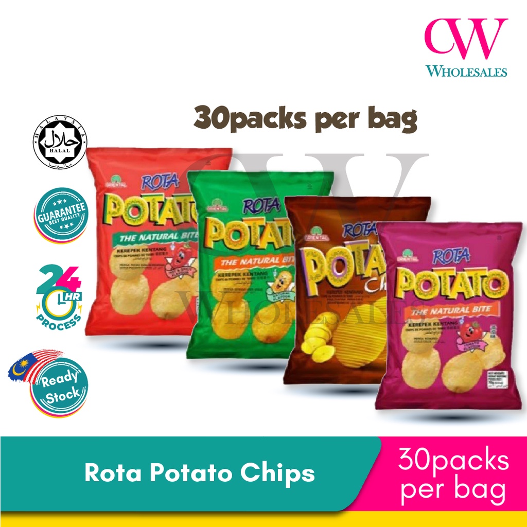Rota Potato Chips Natural, Tomato, Hot & Spicy, Bbq (16G X 30 pcs ...