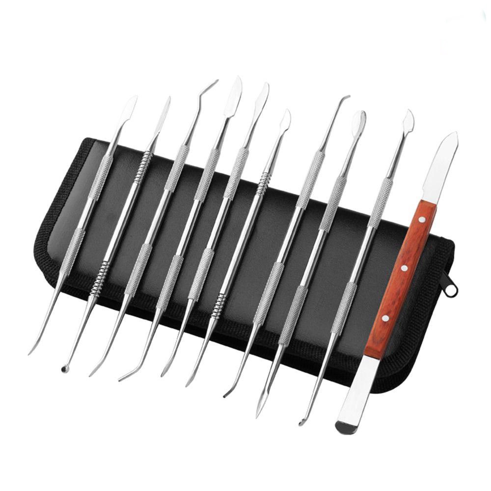 Stainless Steel Wax Carvers Set Double Ended Wax Carver with Storage Case 10pcs Waxing Tool Kit ...