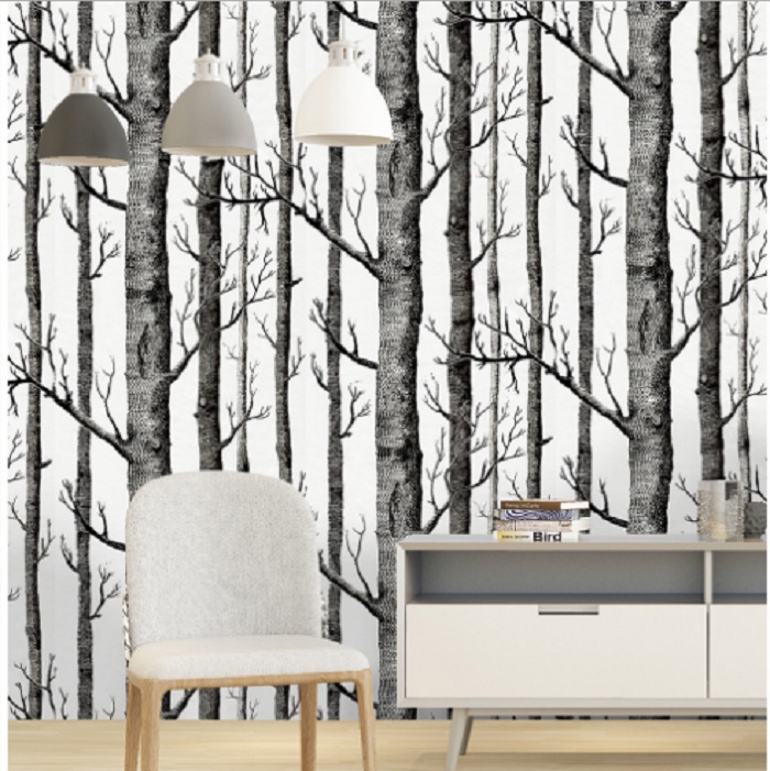 PVC Wallpaper Buluh Bamboo Bedroom wall Sicker Papan Balak Waterproof ...