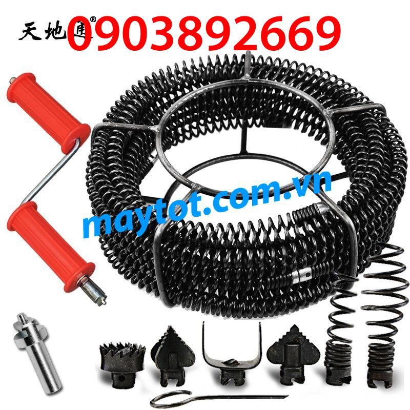 XO Spring drain unclogging wire using hand crank - 16mm wire, 6m long ...