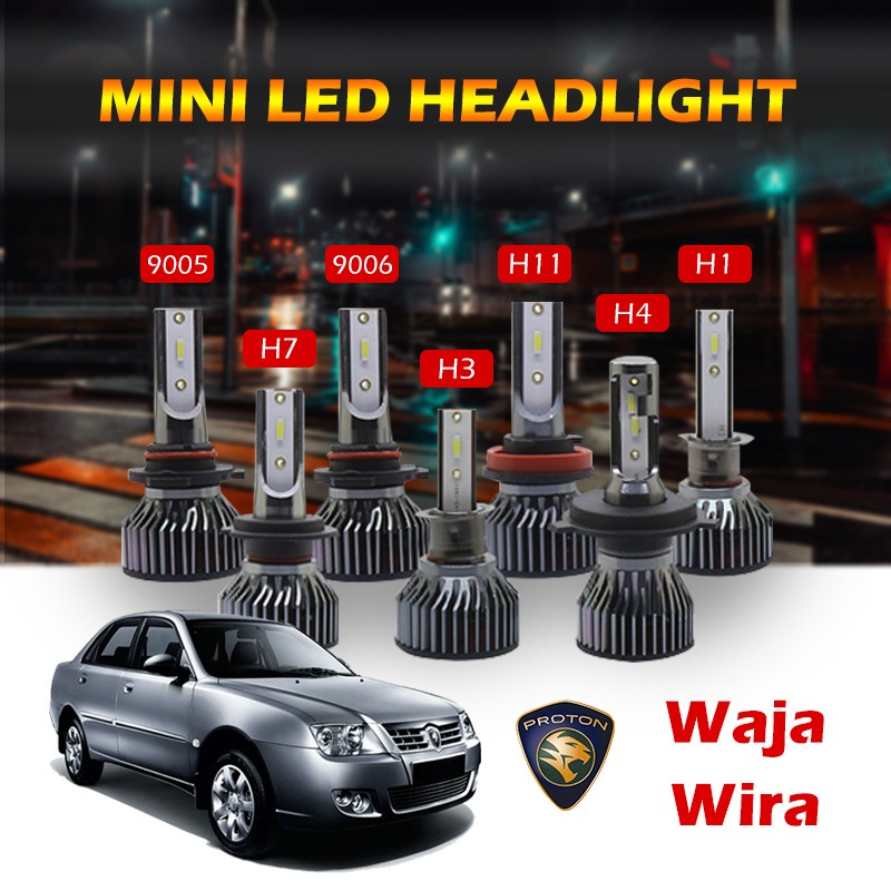 [PROTON] Wira/Waja 2PCS Mini Type Car LED Headlight Bulb H1 H3 H4 Hi/Lo ...