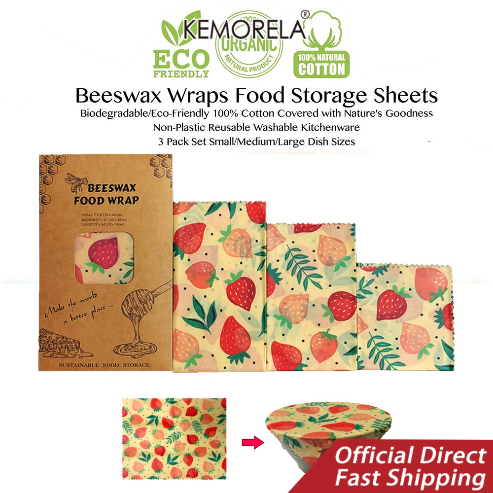 KEMORELA Reusable Storage Wrap Sustainable Organic Fruit Vegetable Food ...
