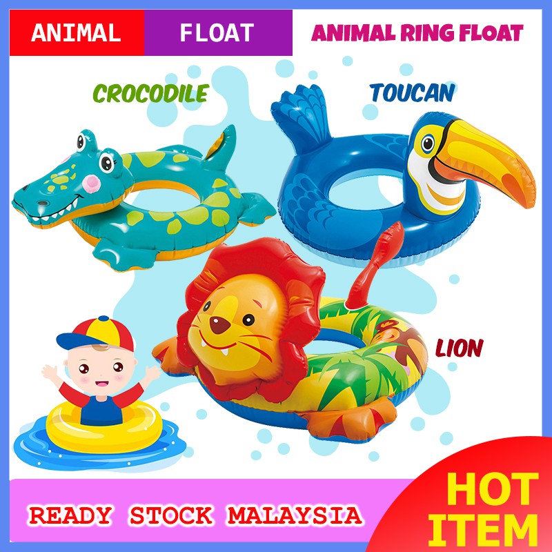INTEX 58221 5 Design Deluxe Animal Ring Kids Float Swimming Ring ...
