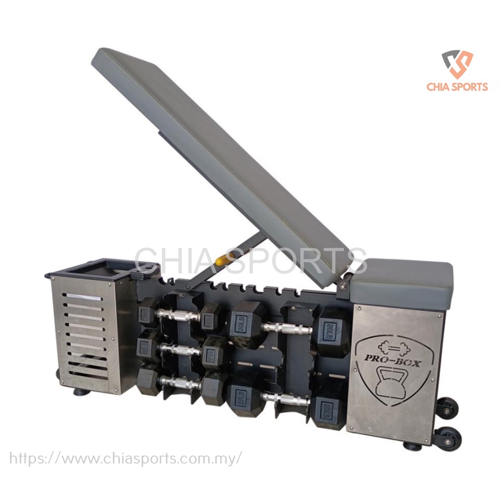 PRO-BOX HIIT Bench + Dumbbell Set All In One Fit Bench Dumbbell Rack ...