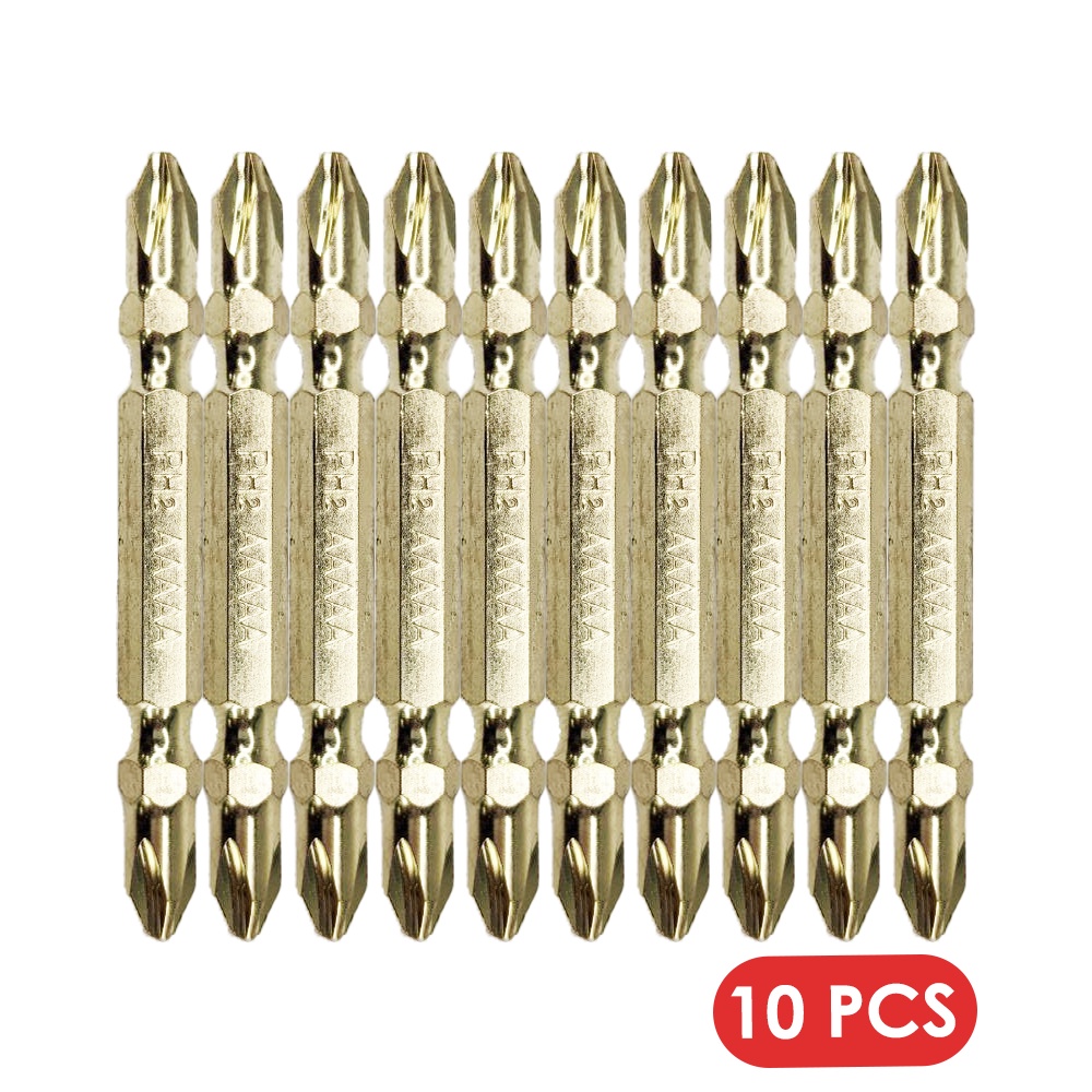 10pcs Alloy Steel High Torque Batch Head Set Double-ended Cross PH2 Head Magnetic Mata ...