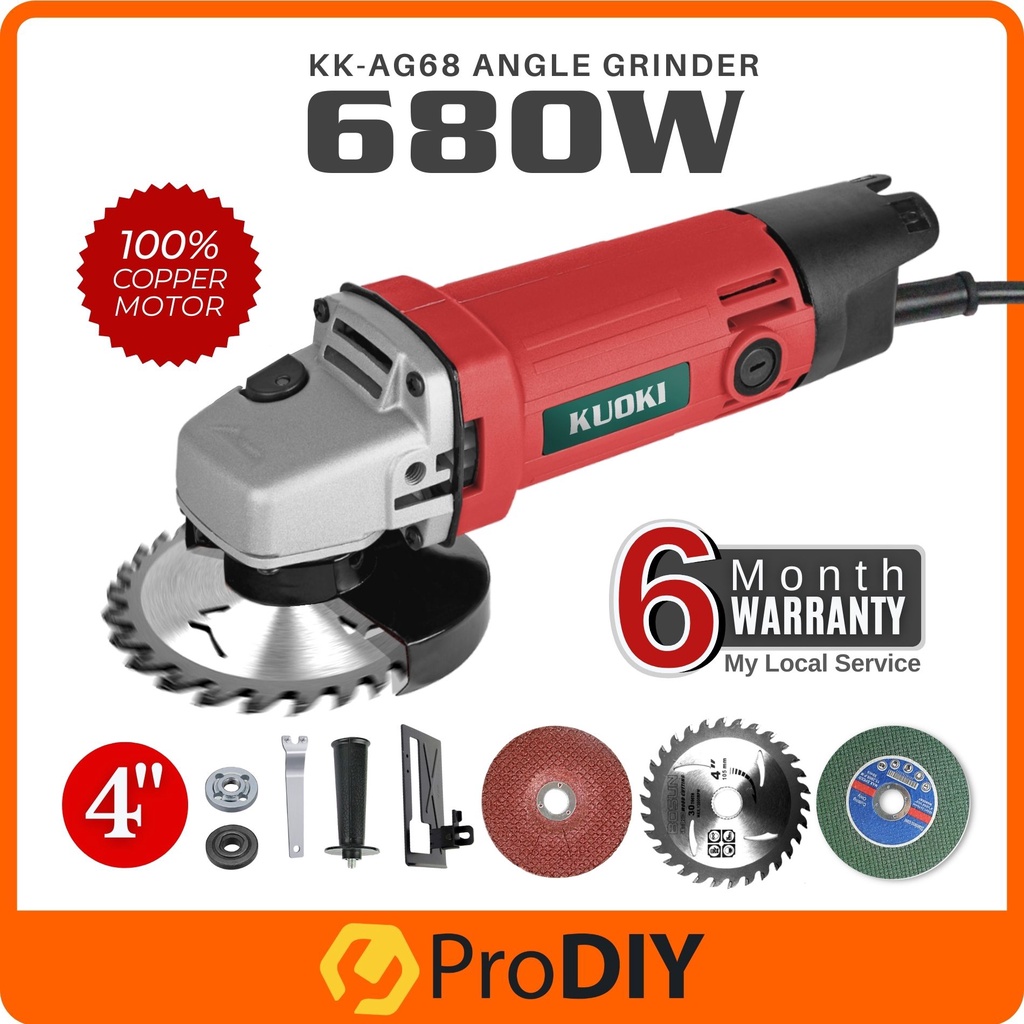 KUOKI KK-AG68 Angle Grinder 680W Pure Copper Motor 100% Power Tools ...